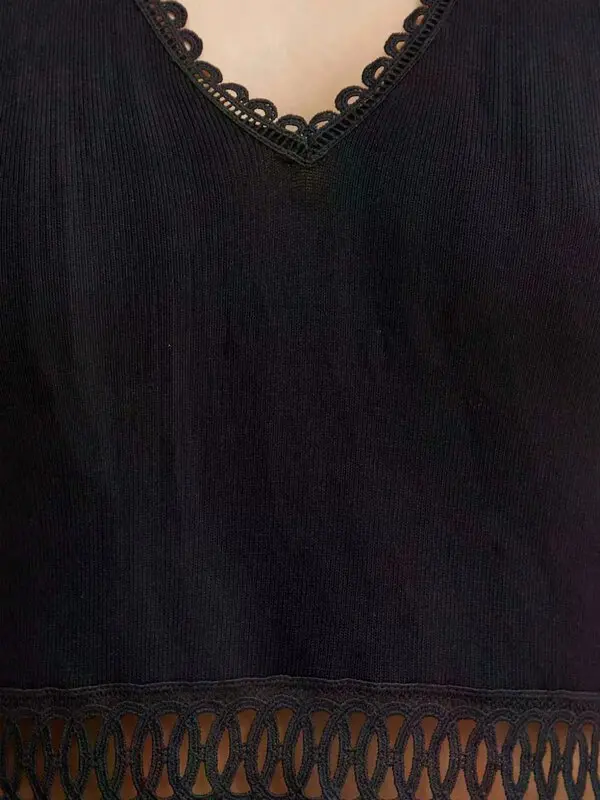 MORGAN Lace-trim V-neck Mini Dress