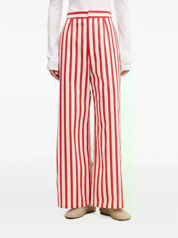 NEVER FULLY DRESSED Striped Banana-embroidered Trousers