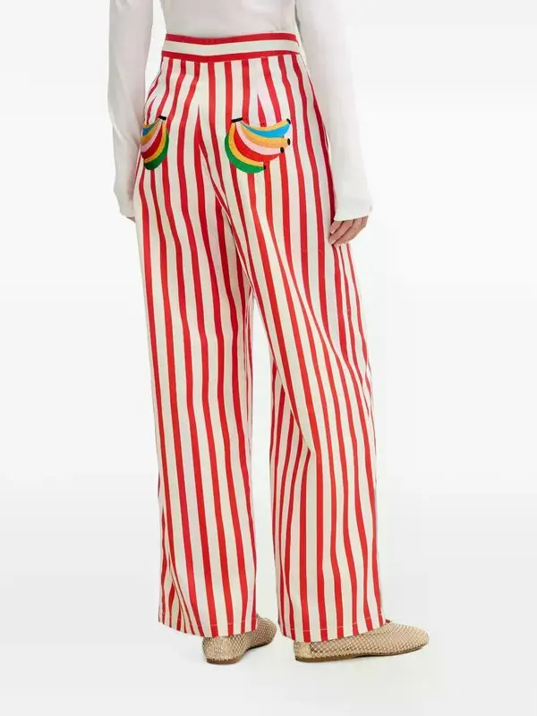 NEVER FULLY DRESSED Striped Banana-embroidered Trousers