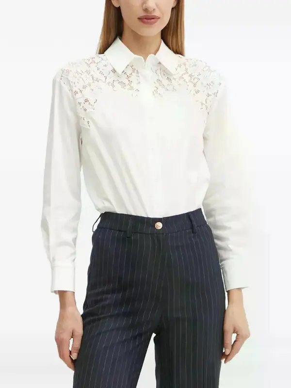 MORGAN Lace-insert Long-sleeve Shirt