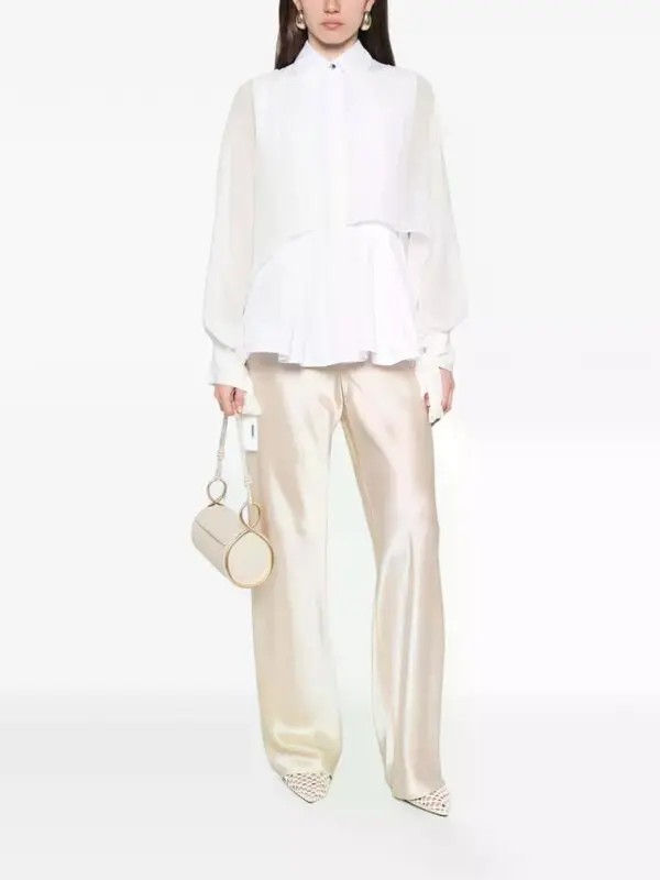 TWINSET Cropped Tie-cuff Top - White