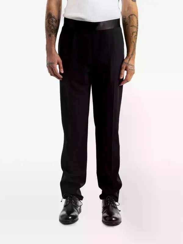 Giorgio Armani Satin-trimmed Pleated Trousers