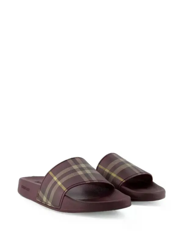 Burberry Furley Check Slides - Red