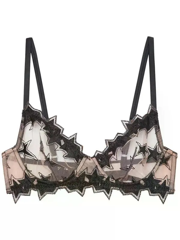 FLEUR DU MAL Superstar Embroidery Demi-cup Bra - Neutrals