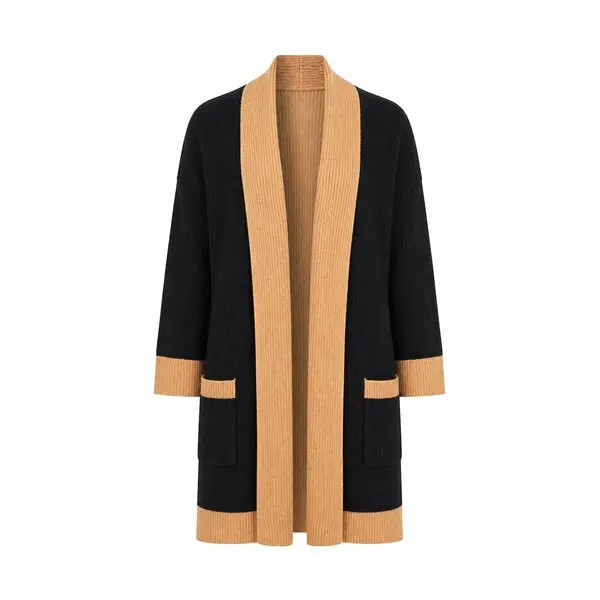 YUMI Open Cardigan With Contrast Border