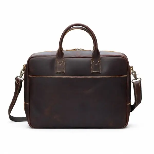 TOURI Genuine Leather Minimalist Laptop Bag