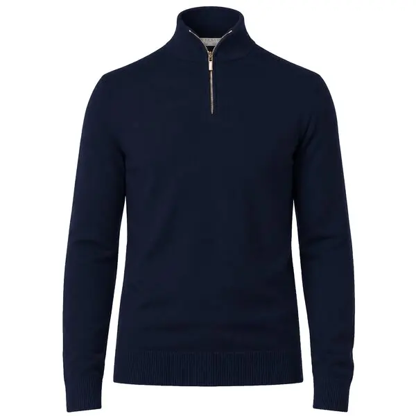 SERRAN LONDON Half Zip Wool Jumper Navy