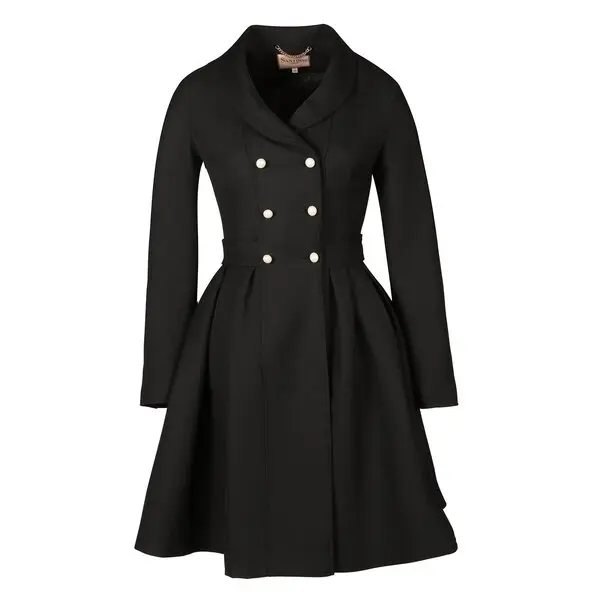 SANTINNI Kennedy' 100% Wool Dress Coat In Nero