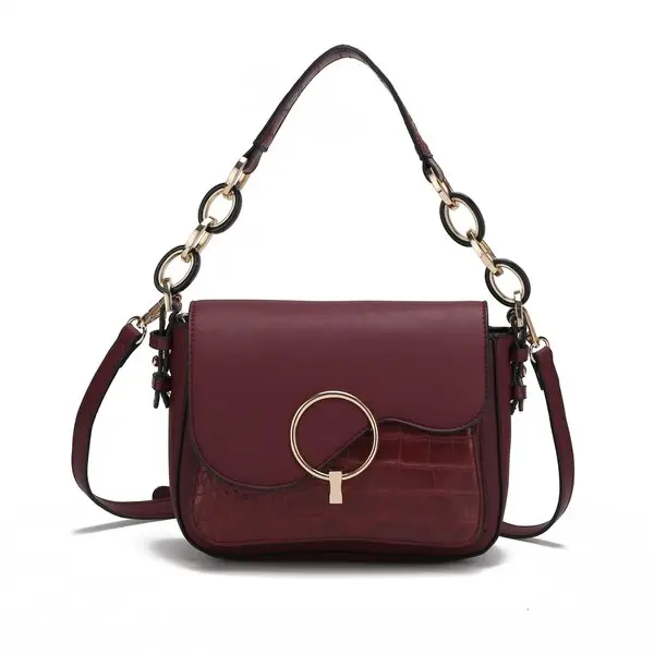MKF COLLECTION BY MIA K. Fanta Croc Shoulder Bag Wine