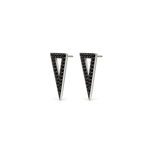 THE JEWELLERY STORE LONDON Silver / Black Geometric Triangle Studs With Black Spinels In Sterling Silver - Silver/black