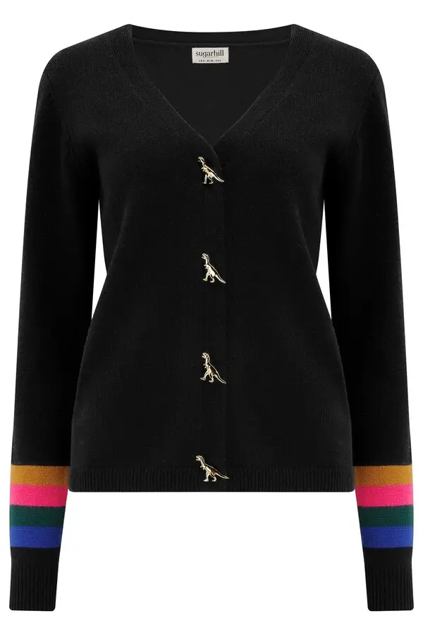 SUGARHILL BRIGHTON Jennifer Cardigan Dinosaur Buttons - Black