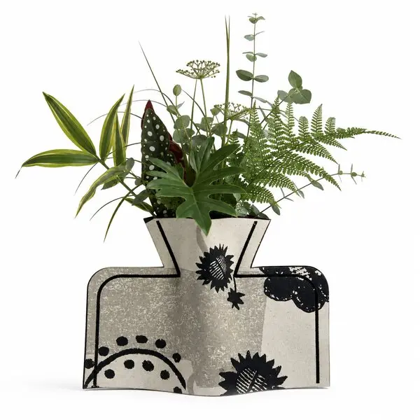 LONDON ATELIER BYPRODUCT Thrace Bowl Grey Canvas Sleeve Vase - Black