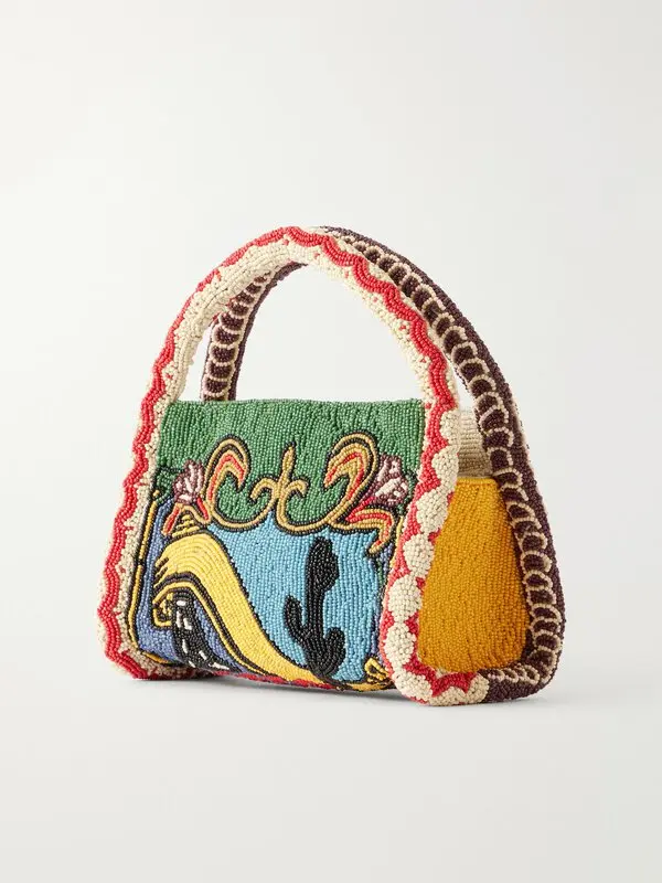 ALEMAIS Ace Beaded Twill Top-handle Bag