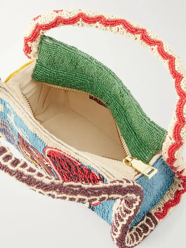 ALEMAIS Ace Beaded Twill Top-handle Bag