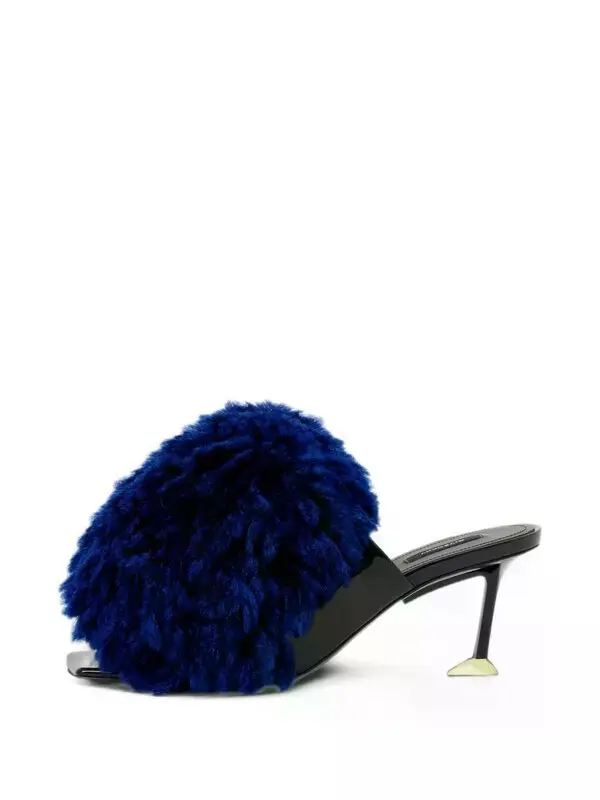 Givenchy Pompom Mules In Patent Leather And Knit
