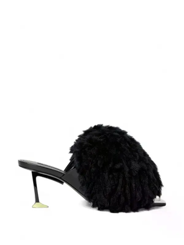 Givenchy Pompom Mules In Patent Leather And Knit