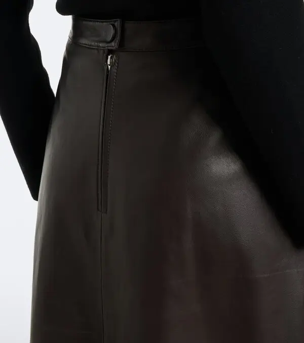 YVES SALOMON Leather Midi Skirt