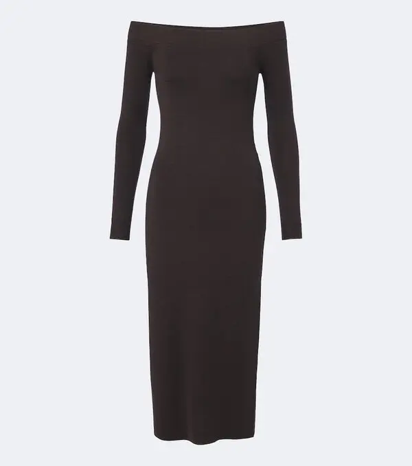 TOM FORD Off-shoulder Wool And Silk Midi Dress