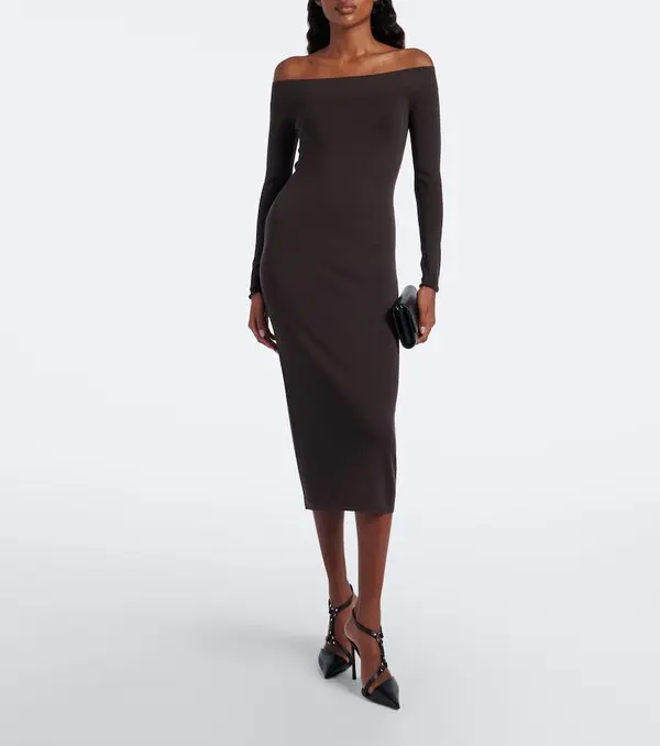 TOM FORD Off-shoulder Wool And Silk Midi Dress