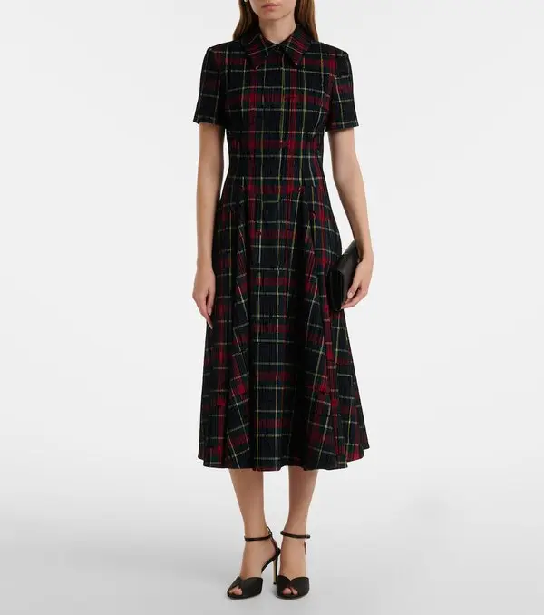 EMILIA WICKSTEAD Jody Checked Midi Dress