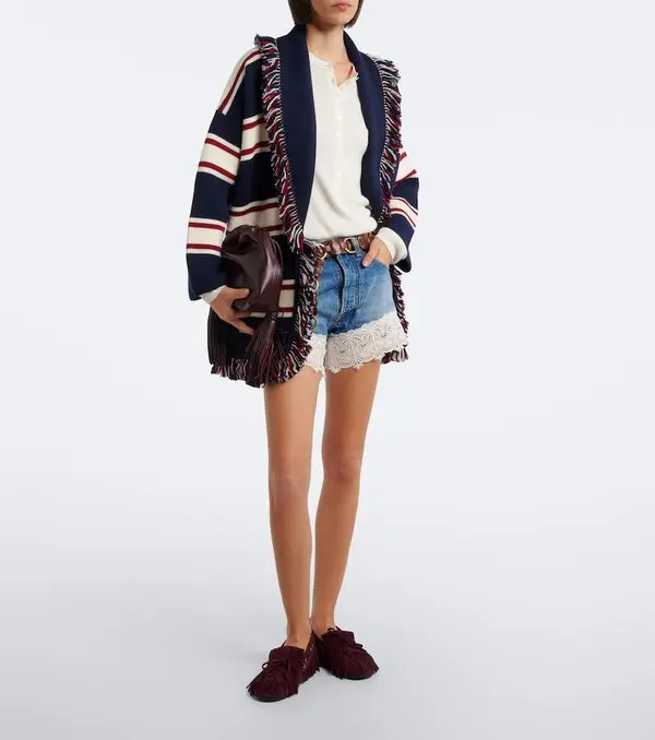 Alanui Romance Lace-trimmed Denim Shorts