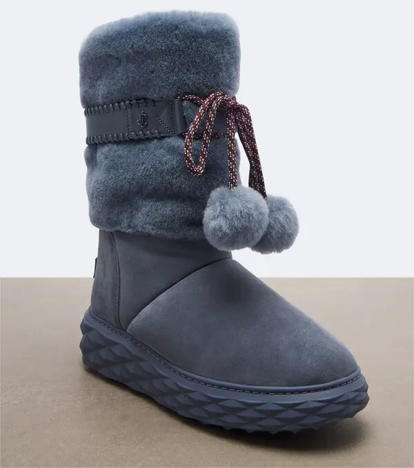 JIMMY CHOO Cobi Shearling-trimmed Suede Platform Boots