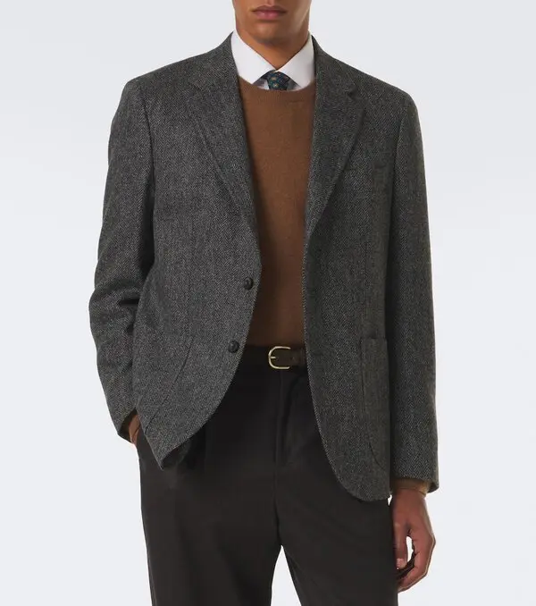 Rubinacci Herringbone Virgin Wool Blazer