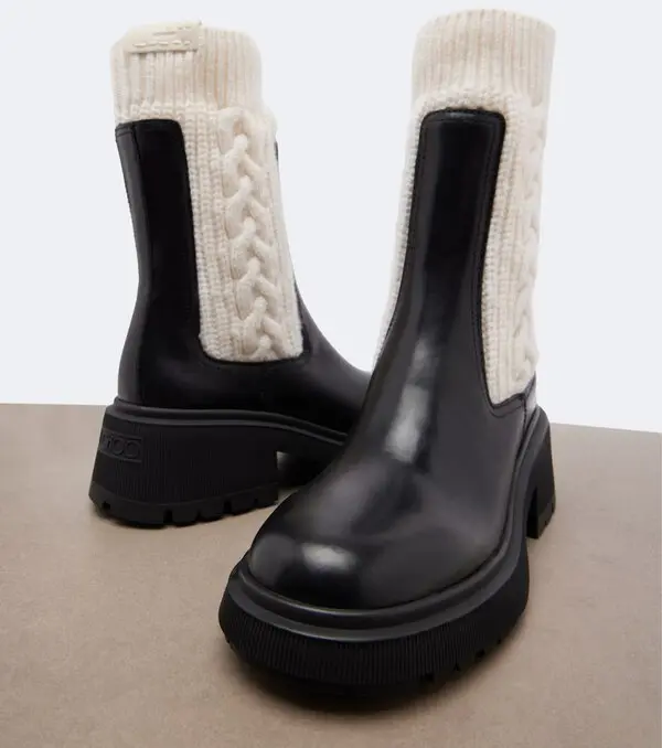 JIMMY CHOO Tamia Cable-knit Leather Ankle Boots