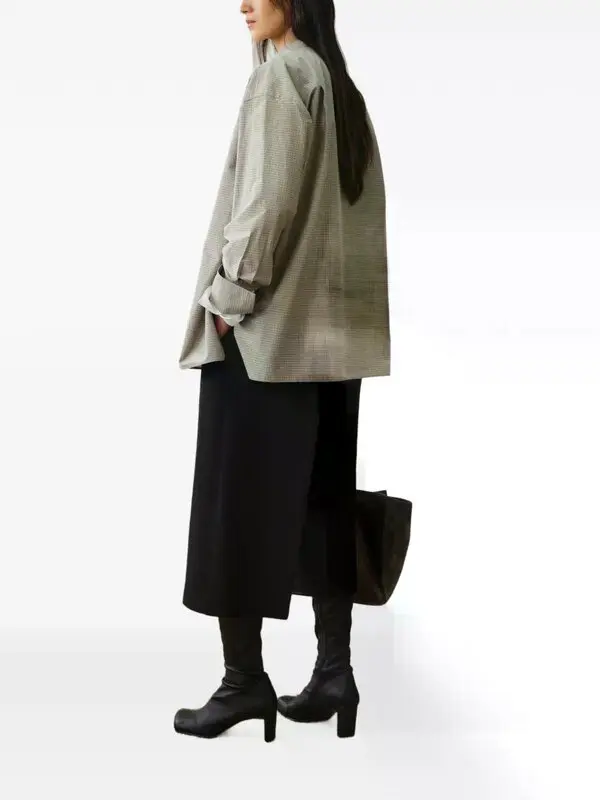 LESS Check Mandarin-collar Shirt