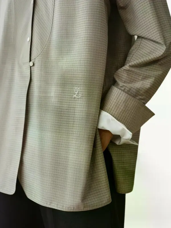 LESS Check Mandarin-collar Shirt