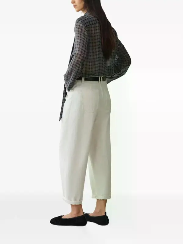 LESS Plaid Scarf-tie Blouse