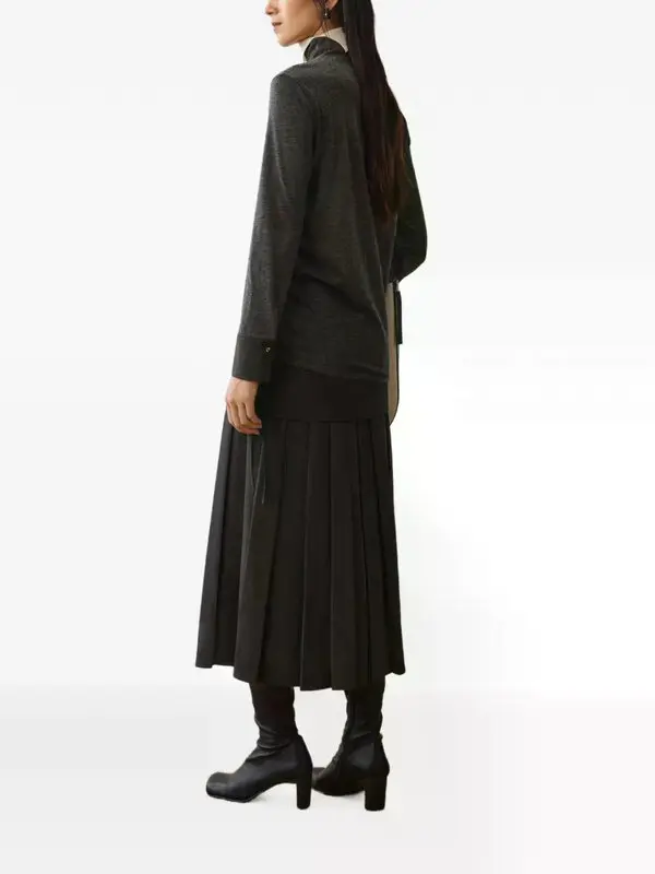 LESS Pleated A-line Midi Skirt