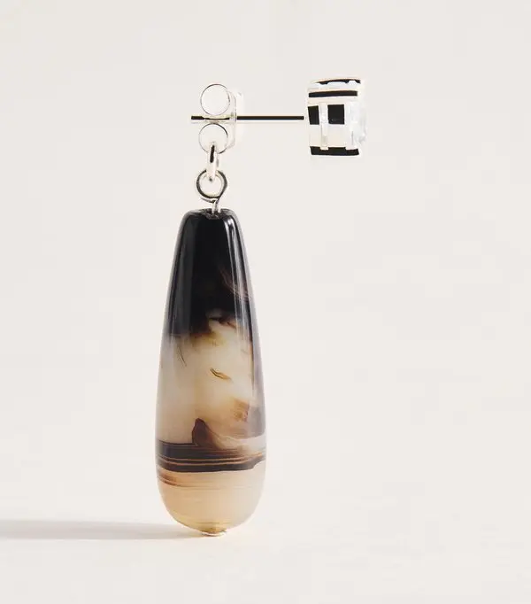 Completedworks Cubic Zirconia And Banded Agate Drop Earrings