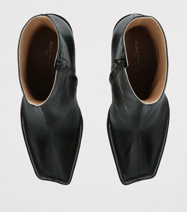 MAISON MARGIELA Leather Piped Ankle Boots 85