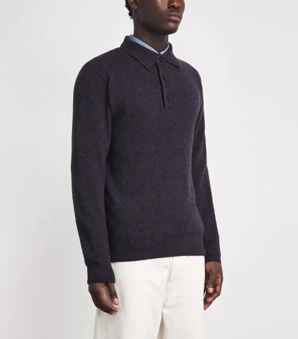 Sunspel Lambswool Knitted Polo Sweater