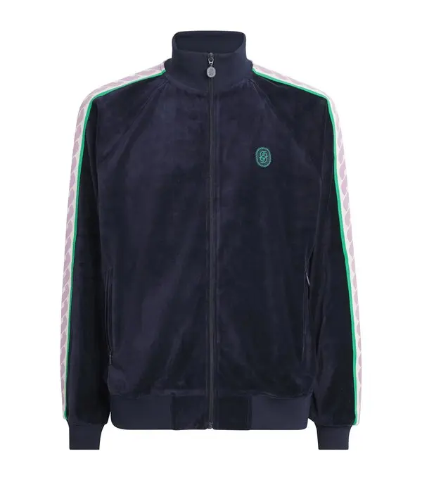 Drole De Monsieur Velour Embroidered Track Jacket