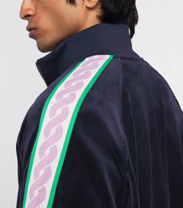 Drole De Monsieur Velour Embroidered Track Jacket