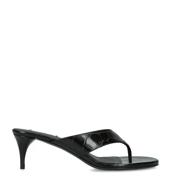 Alaïa Croc-embossed Leather Infra Thong Mules 55