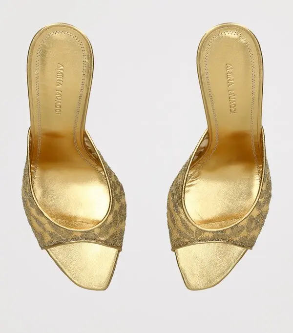 Amina Muaddi Lace Alexa Heeled Mules 95