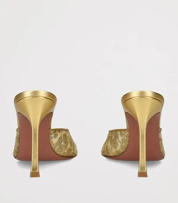 Amina Muaddi Lace Alexa Heeled Mules 95