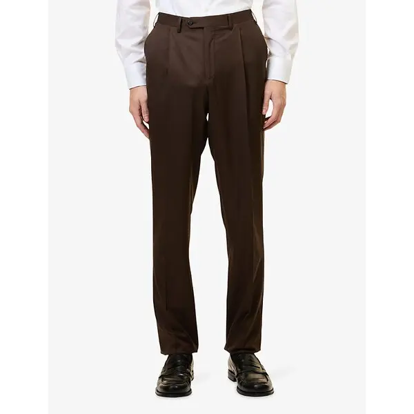 Corneliani Super 180 Pleated Straight-leg Wool Trousers