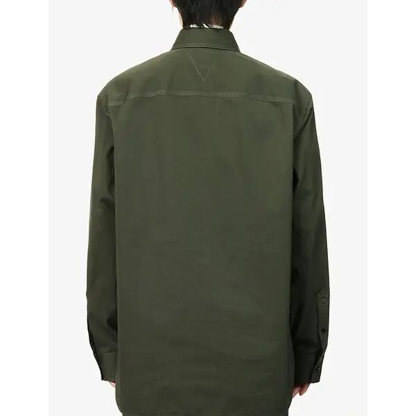 Bottega Veneta Gabardine Leather-patch Cotton Shirt