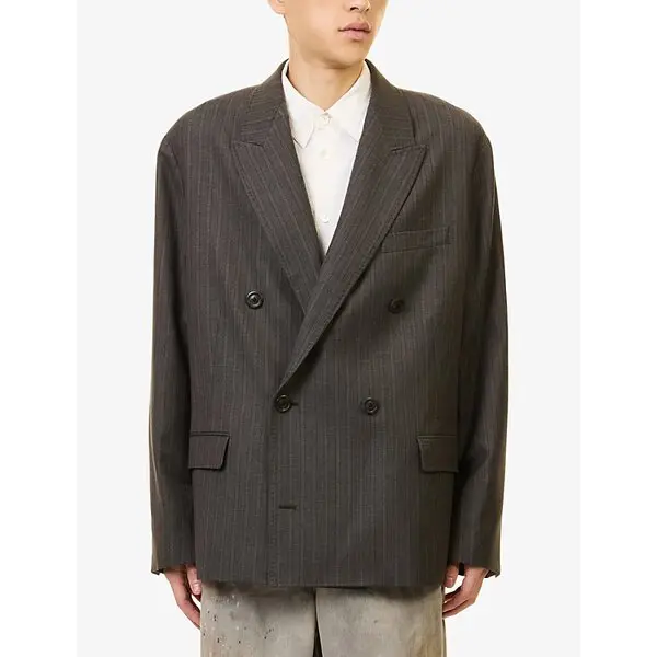 Our Legacy Halt Striped Double-breasted Wool And Cotton Blazer