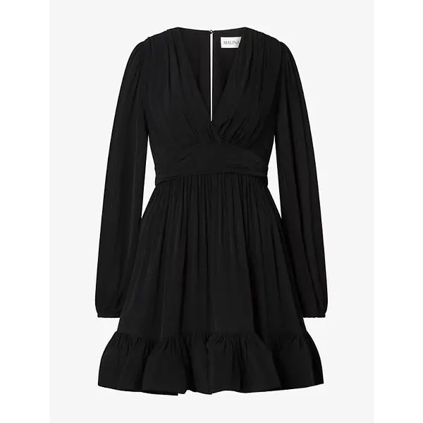 MALINA Jadie Ruffled-hem Lyocell-blend Mini Dress