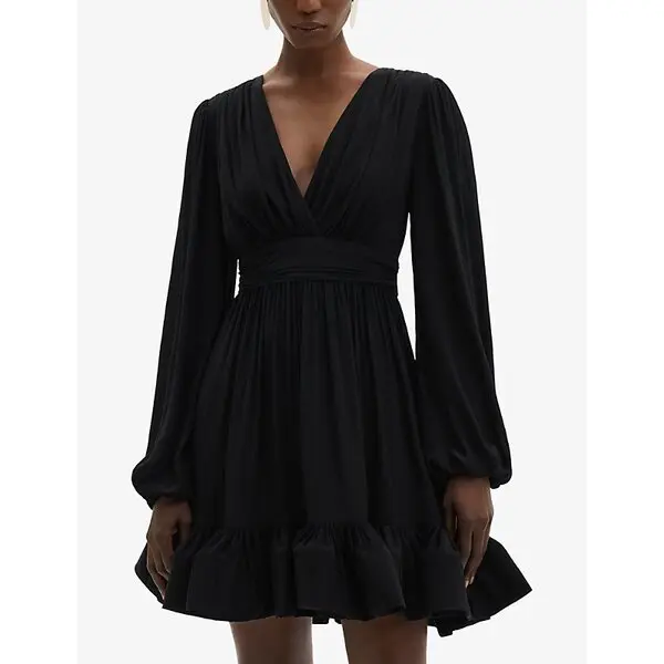 MALINA Jadie Ruffled-hem Lyocell-blend Mini Dress