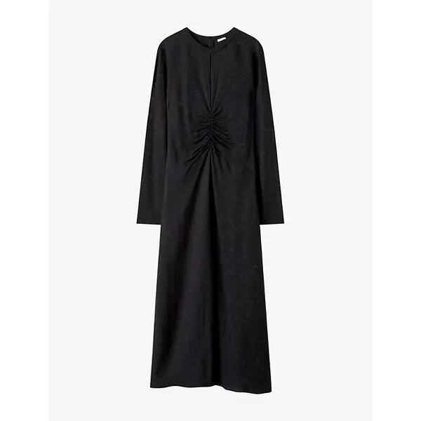 JOSEPH Aurora Leopard-jacquard Woven Maxi Dress - Black