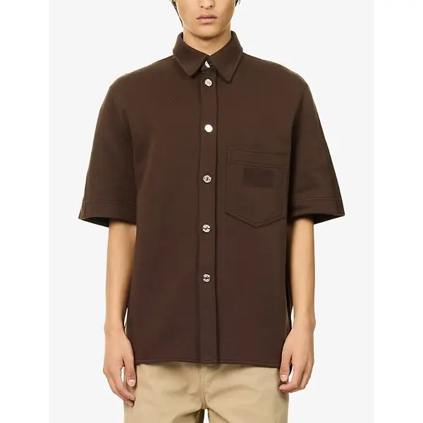 Givenchy Embroidered-logo Short-sleeve Cotton-blend Shirt