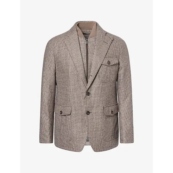Corneliani Dogtooth Bib Wool Blazer