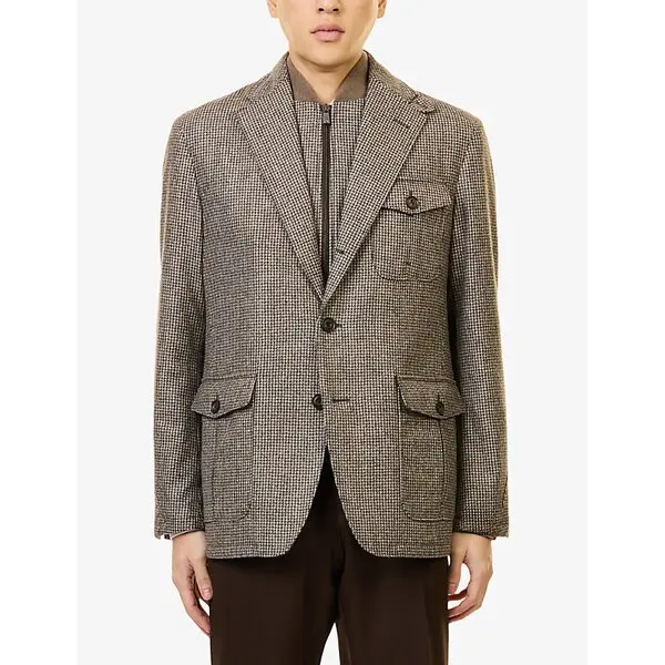 Corneliani Dogtooth Bib Wool Blazer