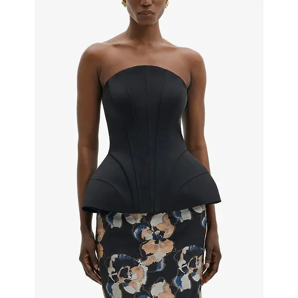 MALINA Bellina Peplum-hem Woven Corset Top